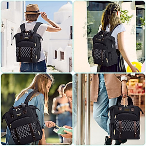 Kuosdaz Laptop Backpack for Women Men, 17.3 Inch School Backpacks with USB Charging Port, Wide Open Large Backpack, Casual Daypacks for Travel College, Black