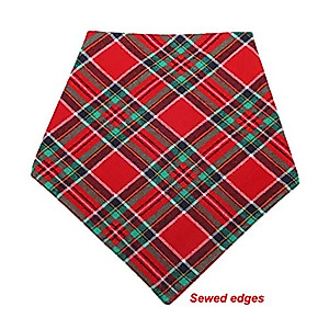 1/2 Pack Christmas Pet Dog Bandanas Triangle Bibs Scarf,Double-Cotton Plaid Printing Kerchief Set for Small Medium Size Dogs (2 Pack Single-Cotton Size S, Style 1)