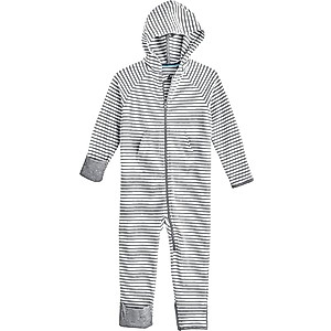Coolibar UPF 50+ Baby LumaLeo 360 Coverage Bodysuit - Sun Protective (12-18 Months- Grey/White)