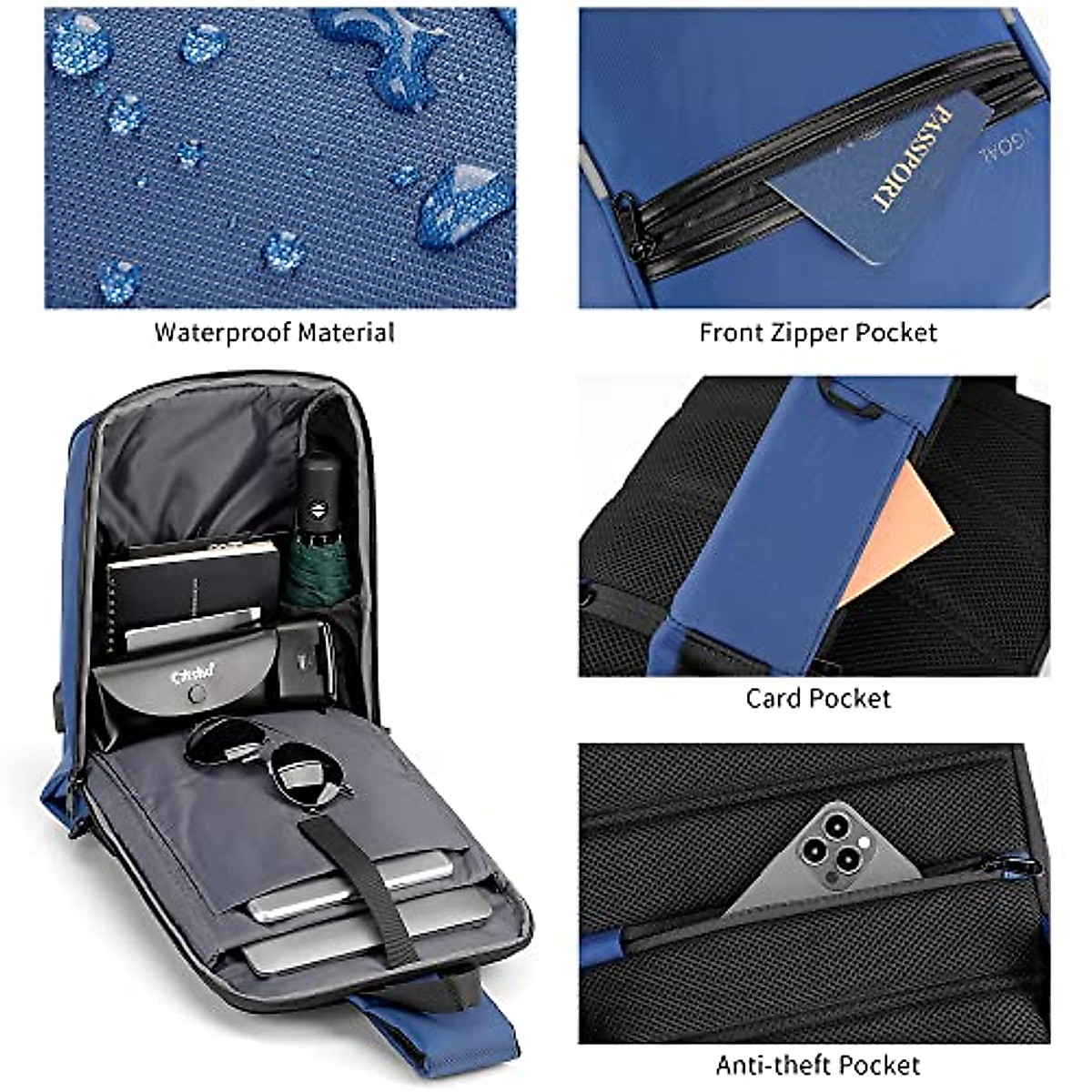 VGOAL Sling Backpack Men'S Chest Bag Shoulder Crossbody Sling Backpack for Men with USB Charging Port