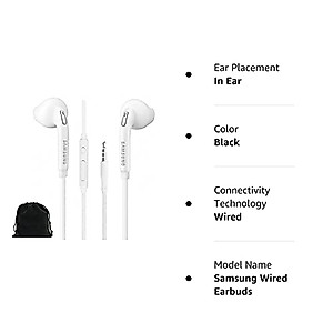 SAMSUNG Samung Wired Earbuds Original 3.5mm in-Ear Headphones Galaxy S10, S10 Plus, S10e Plus, Note 10, A71, A31 - Microphone & Volume Remote - Includes Black Velvet Carrying Pouch - White