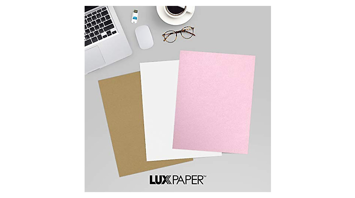 LUXPaper Rose Quartz Metallic Paper - 8.5 x 11, 80lb, 50 Sheets
