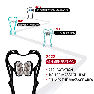 HaSeftni Neck Massager, Upgrade 6 Balls Massage Point Roller Massager for Pain Relief Handheld Tool Suitable Legs Waist and Shoulder Relaxer - Black