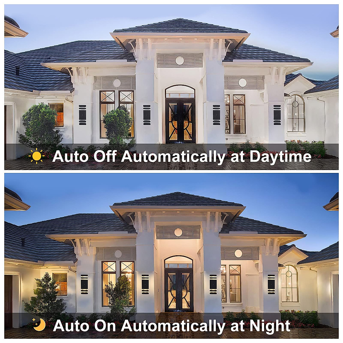 BOXCUPIN Dusk to Dawn Led Outdoor Lighting 2 Pack, 3000K Warm White Exterior Light Fixture, Aluminum Sensor Waterproof Outdoor Lights for House Porch Hallway Patio Garage (BXOWLS6)