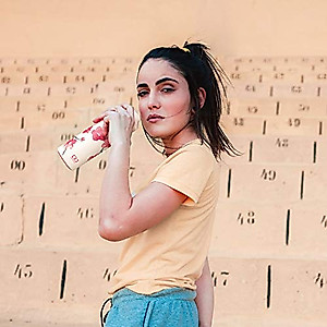 MONBENTO - Insulated Water Bottle MB Steel Blossom 17 Oz - Stainless Steel - Leakproof - Infuser - Hot/Cold for Up to 12 Hours - Tea, Coffee - BPA Free - Food Grade Safe - Japanese Flowers - White Red