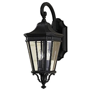 Feiss OL5401BK Cotswold Lane Outdoor Patio Lighting Wall Lantern, Black, 2-Light (9"W x 21"H) 120watts