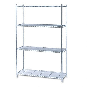 Safco Products Industrial Wire Shelving Starter Unit 48" W x 18" D x 72" H (Add-On Unit and Extra Shelf Pack Sold Separately), Metallic Gray