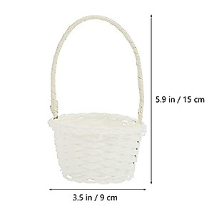 Cabilock Bread Rattan Basket 6pcs Mini Woven Baskets with Handles Rustic Rattan Wedding Flower Girl Basket Flower Candy Chocolate Cookie Gift Box for Wedding Easter Party Favors Wicker Cutlery Basket