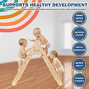 Climbing Triangle with Tent - Wooden Climbing Toys for Toddlers & Baby - X-Large Foldable Colorful Climber Indoor Gym for Kids - 100% Safe - CPSIA Lab Certified - Driddle