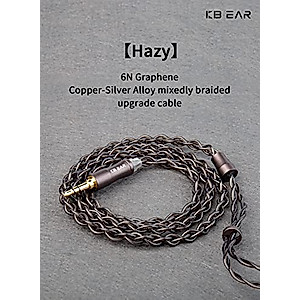 YINYOO Replacement Earphones Cable Kbear Copper-Silver Alloy Mixedly Braided Upgrade Cable for TIN Audio T2 T3 T2 PRO Shure SE215 SE535 UE900,BGVP Earphones (3.5mm Plug, mmcx)