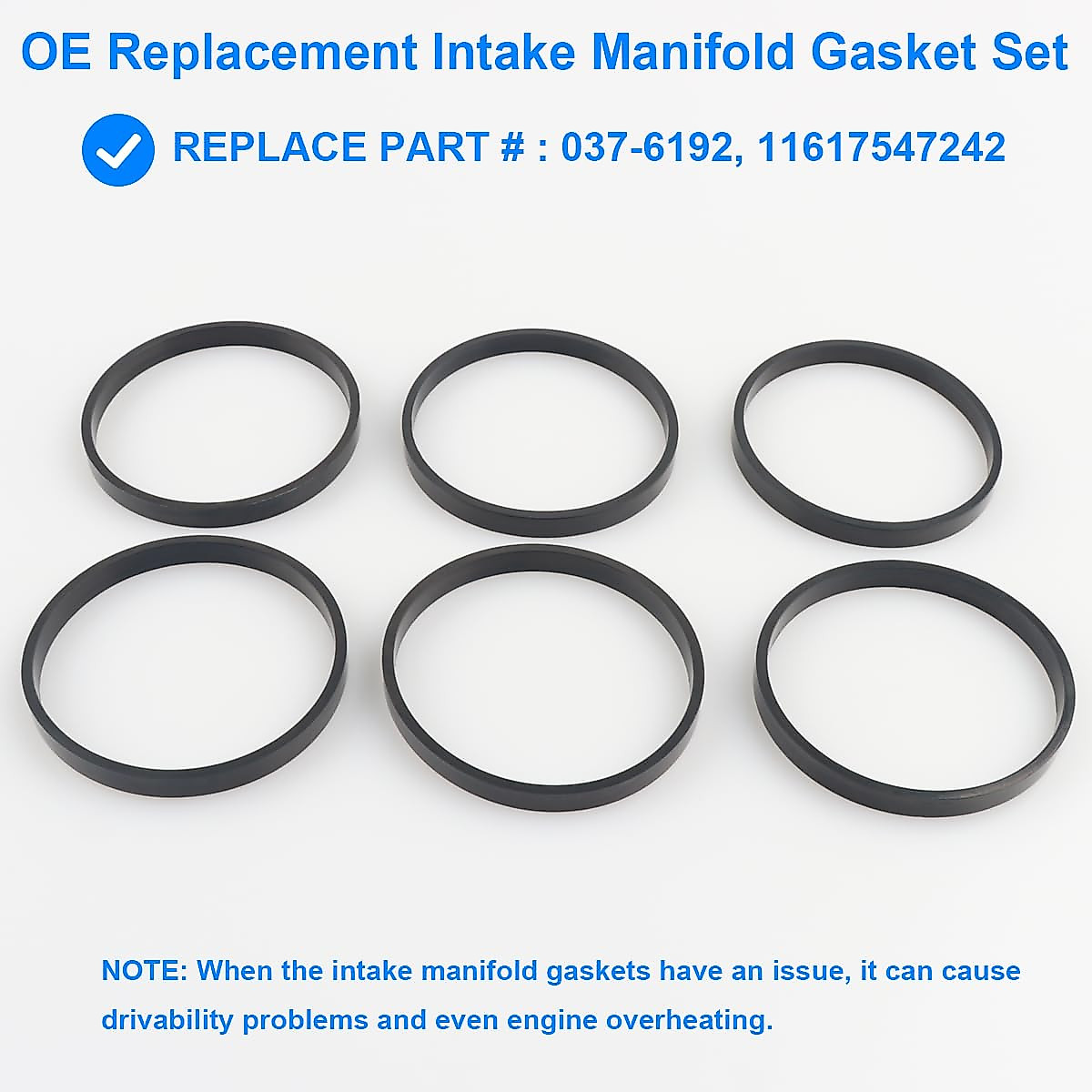 Intake Manifold Gasket Set, Replace 037-6192, 11617547242 Compatible with BMW N52 N54 E60 E70 E90 E92-128i 135i 325xi 328i 328xi 330i 335i 525xi 528i 530i 535i 535xi 640i M5 M6 X1 X3 X5 X6 Z4, More
