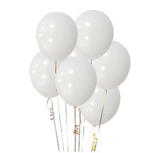 White Balloons 100 Pack 12 Inch White Latex Party Balloons with 2 Rolls of Ribbon Pastel White Helium Balloons for Wedding Birthday Party Baby Shower Engagement Anniversary Party Decorations