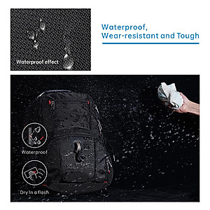 SWICKY Travel Laptop Backpack 15.6 inch Large 40L Computer Bookbag Durable and Wear-Resistant College Backpacks, Business Work Waterproof Backpack With Pockets & USB Port, Gifts for Men/Women Black.