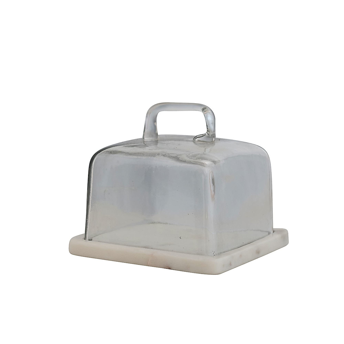 Creative Co-Op Glass Marble Base, Clear and White Cloche