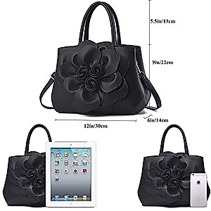 Cayla 3D Floral Handbags for Women Top Handle Purse PU Leather Satchel Bag Small Tote Bags Vintage Handbag Girl Shoulder Bag-purple