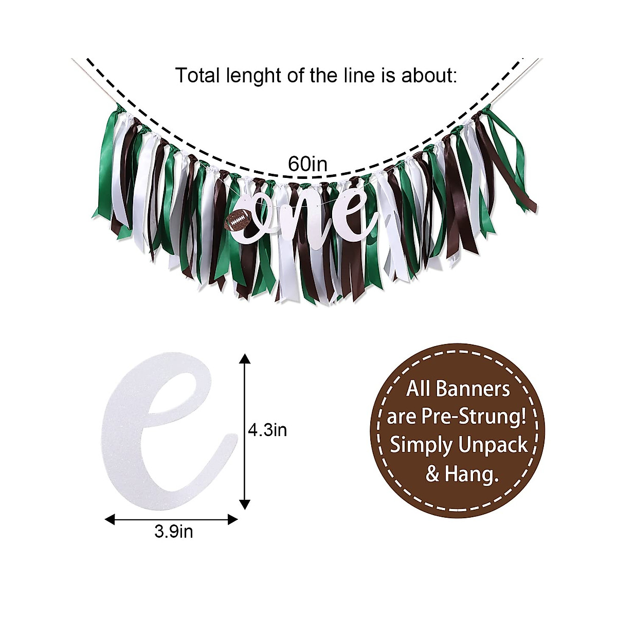 Football 1st Birthday High Chair Banner,Football Party, Happy 1st Birthday Banner, Party Photo Props, Football Crushed Cake Photo Props (Football Banner)