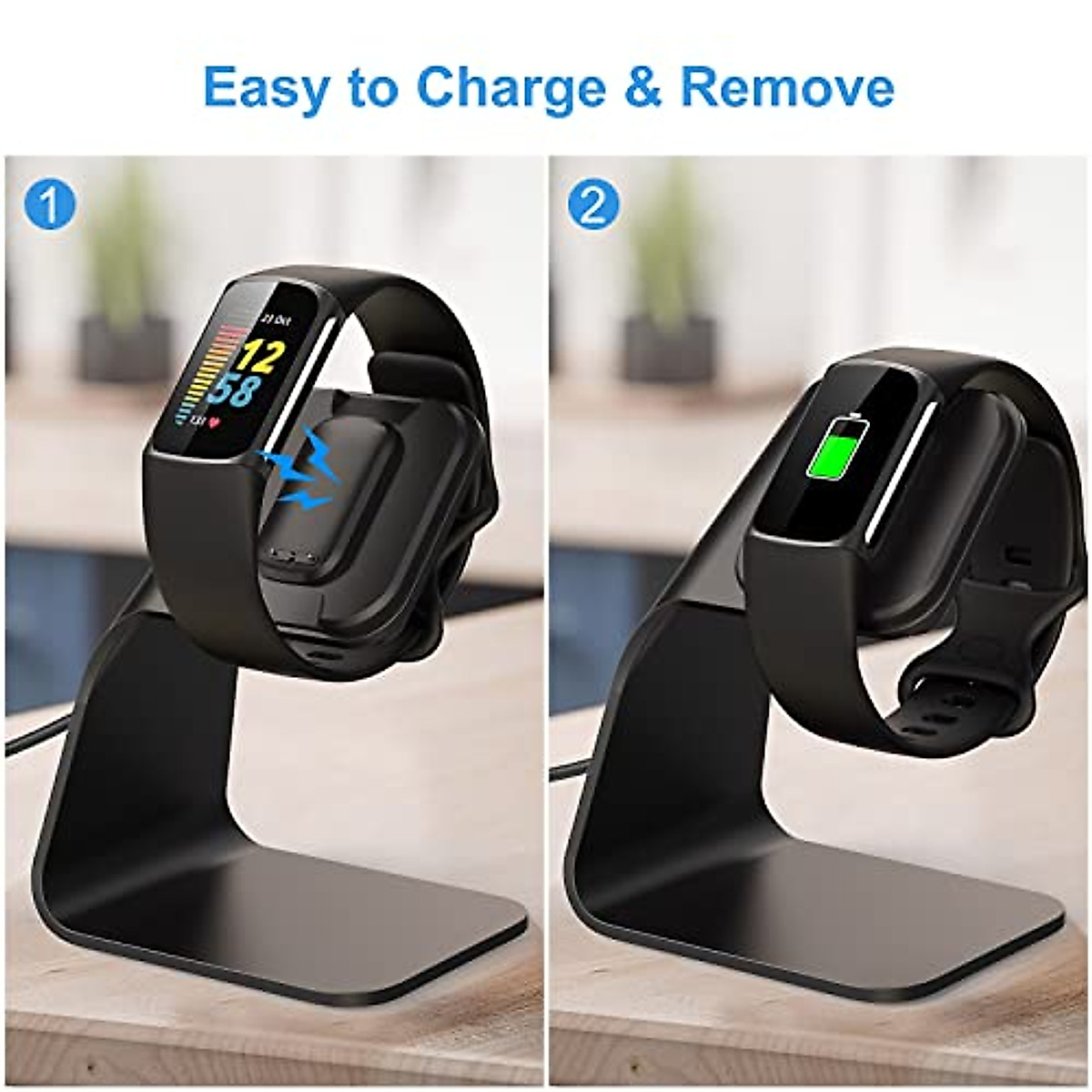 CAVN Charger Dock Compatible with Fitbit Charge 5 / Luxe, Replacement Aluminum Charging Stand Dock Station Base Accessories Cradle with 4.2ft USB Cord for Charge 5/Luxe Smart Watch
