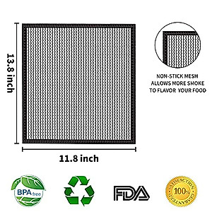 Grill Mesh Mat Set of 3 - Heavy Duty BBQ Non-stick Cooking Sheet Liners Reusable Teflon Barbecue Grilling Net for Outdoor Smoker, Pellet, Gas, Charcoal Grills - 11.8x13.8