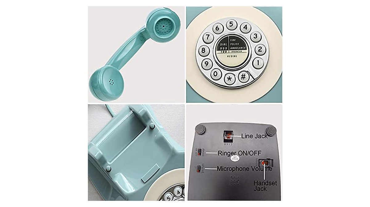Retro Landline Phone Vintage Blue - Classic Design with Redial Button