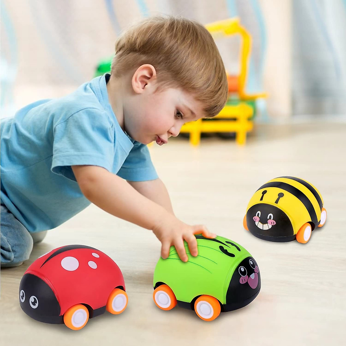 DAZHONG Toys Cars Set Light Up Friction Powered Vehicle Play Push and Go Back and Forth Car Toys Party Fillers for 3+ Years Old Toddlers Kids Boys Girls Party Gifts