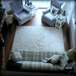 Large White Faux Sheepskin Area Rug - Rectangle - Shag - Luxury Faux Fur - Ultra Suede Backing - Fur Accents Original Design (10'x12')