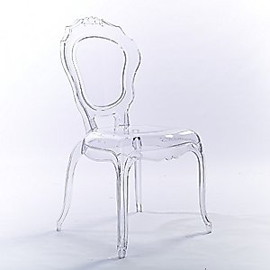 2xhome Belle Transparent Vanity Mid Century Ghost Chair, Clear