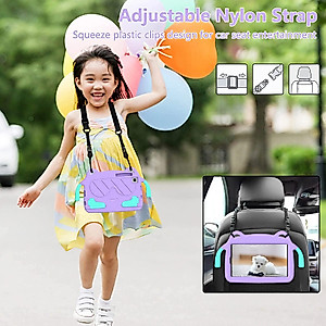 ESSTORE Kids Case Compatible with iPad 10th Generation (2022) 10.9 Inch Kids Case, Shockproof Case with Shoulder Strap/Handle/Stand Cute Cover, Lightpurple/MintGreen