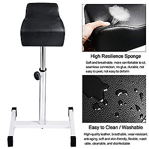 Kalolary Pedicure Manicure Footrest Adjustable Seat Height Technician Nail Equipment Salon Spa (Black)