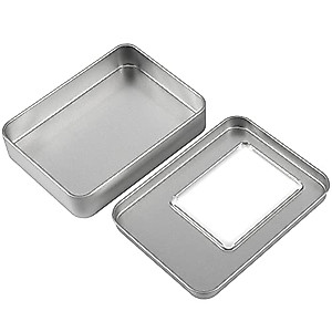 FUNSUEI Rectangular Metal Tins Cans, 24 Pack 4.5 x 3.5 x 0.8 Inches Empty Metal Tin Containers Cans with Clear Window Lids, Metal Tins Jars for Candles, Candies, Gifts, Balms, Small Crafts