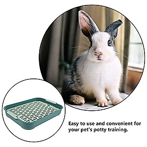 ULTECHNOVO Large Rabbit Litter Box Plastic Pet Toilet Potty Trainer Corner Toilet Hedgehog Litter Pan Box for Bunny Guinea Pig Chinchilla Hamster Ferret Green