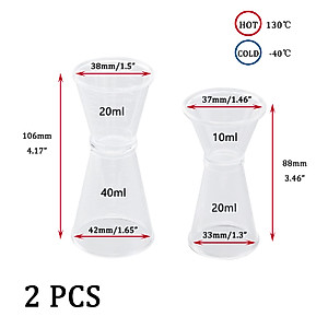 Crapyt Plastic Double Jigger Shot Measuring Cup Transparent Set of 2(400ml 20ml 10ml) Measure Liquor Bell Shape School Home Kitchen Bar Tools Kitchenware PC Resin