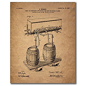 Beer Patent Wall Art Prints - Set Of 6 (8 Inches By 10 Inches) Vintage Bar Photos