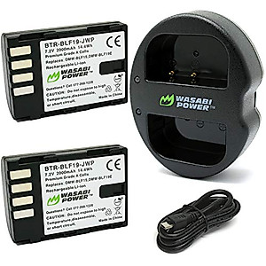 Wasabi Power Battery (2-Pack) and Dual USB Charger for Panasonic DMW-BLF19 and Panasonic Lumix DMC-GH3, DMC-GH4, DC-GH5, DC-GH5S, DC-G9