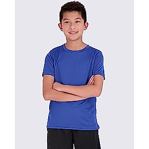 Real Essentials 5 Pack: Boys Mesh Short Sleeve Shirts Crew Neck Tshirt Tops Tees Youth Teen Active Wear Athletic Quick Dry Basketball Gym Sport Undershirt Soccer Top -Set 11,XL 16-18