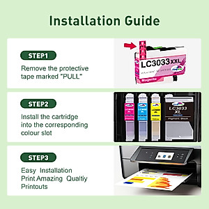 Compatible for Brother LC3033 Ink Cartridges Replacement for LC3033 BK/C/M/Y Ink Cartridges Brother use with Brother MFC-J995DW MFC-J995DWXL MFC-J815DW MFC-J805DW MFC-J805DWXL, 4 for LC3033 LC3035 Ink