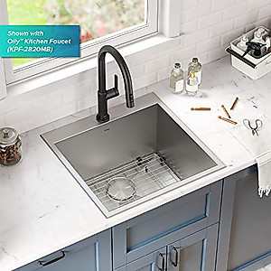 KRAUS Standart PRO 22-inch Drop-In Top Mount 16 Gauge Stainless Steel Single Bowl Laundry Utility Sink, KHT301-22L