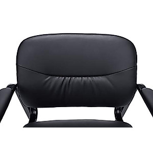 OFM ESS-9015 Bonded Leather Executive Side Chair with Sled Base, Black, Black