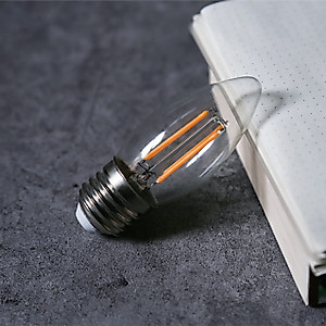 RuiAoTD 6 Pack B11 Candelabra LED Light Bulb, Chandelier Light Bulbs 4 Watt Equivalent 40W,2700K Warm White 450LM,E26 Standard Base LED Filament Candle Bulb,Clear Glass