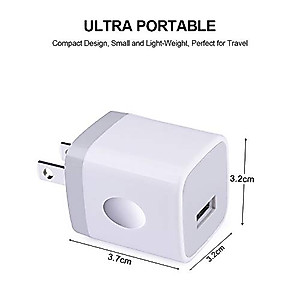 Single Port USB Wall Charger, GiGreen 1A/5V Power Adapter 5 Pack Charging Block Cube Plug Box Compatible Phone X/8/7/Xs/XR/6s/5/SE, Samsung S9/S8/S7/S6 Edge, Note 8, LG G5 V30, Moto, Pixel, Nexus, HTC