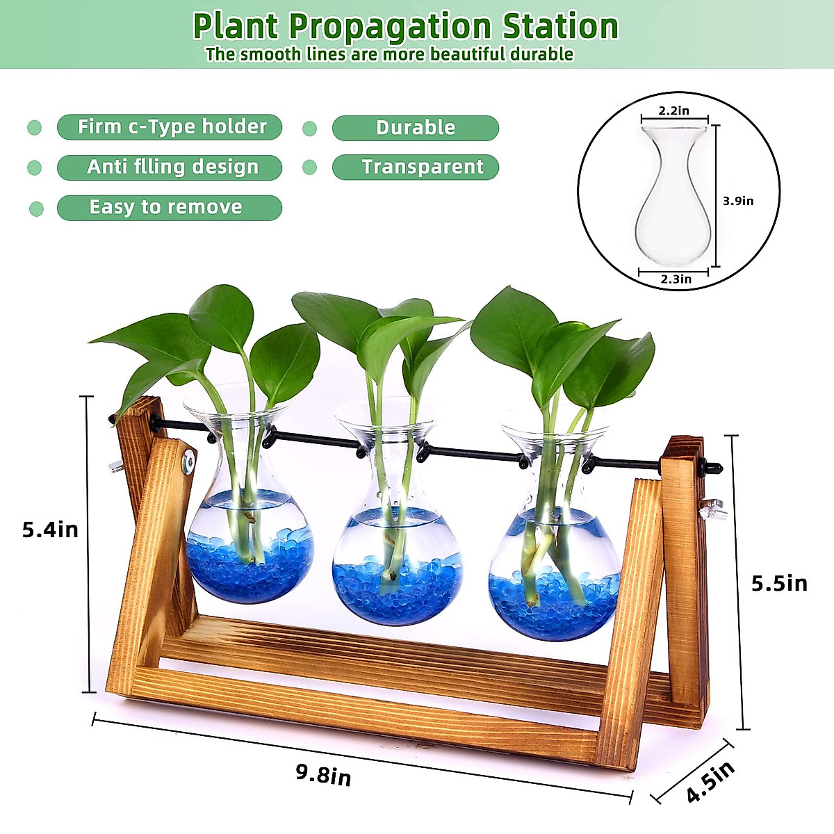 XCC Plant Propagation Station - 3 Bulb Vase, Perfect Home and Office Decor, Ideal Gift for Women, Beautiful Garden Decoration, Great Birthday Gift for Planter Lover