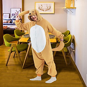 vavalad Adult Golden Dog Retriever Onesie Costume Pajamas Cosplay One Piece Pajamas Jumpsuit Hooded Romper for Women men