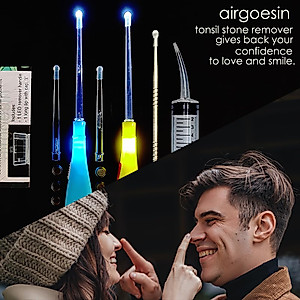 Airgoesin™ 6.75 inch Tonsil Stone Remover LED Tool Kit - 2 Sets, Oral Irrigation Syringe & Stainless Steel Pick, Tonsil Stone Removal Kit for Breath Freshening