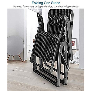 HOUKAI Household Stools Office Desk Chair Zero Gravity Patio Loungers Folding Camping Recliner Chair Sun Loungers Lawn Outdoor Office Beach Portable Garden Chair Supports 200Kg Black Very Practical