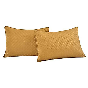 Lush Decor Ava Diamond Oversized 3 Piece Cotton Quilt Set, Mustard, King