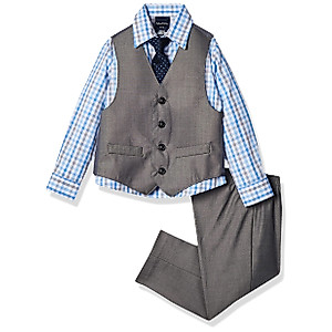 Nautica boys 4-piece Vest Set With Dress Shirt, Tie, Vest, and Pants Suit, Light Gray, 3T US