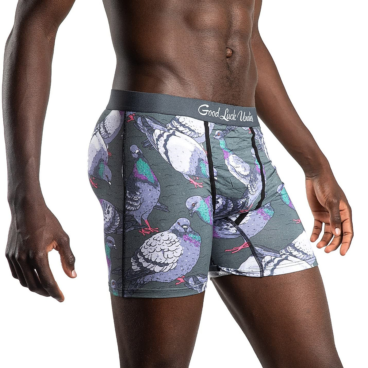 Good Luck Undies Men's Pigeons Boxer Brief Underwear, Medium