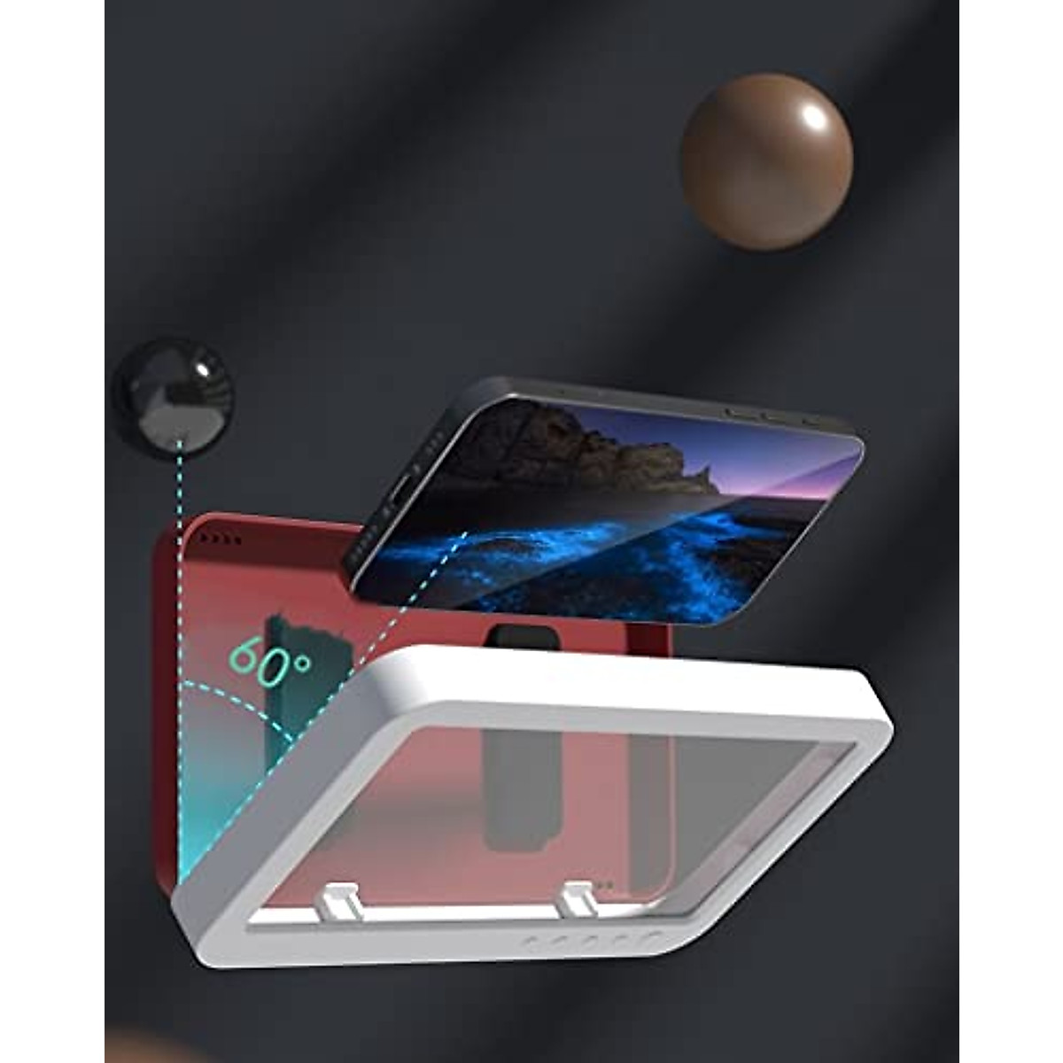 Ainior Waterproof Shower Phone Holder 180° Rotation, Wall Mount Shower Phone Case for Shower Bathroom Bathtub Kitchen, 7.5x4.7x1.1 inch