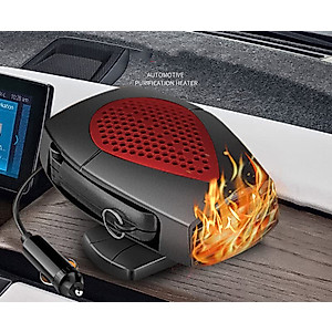 Portable Car Heater, Auto Heater Fan, Car Defogger, Fast Heating Quickly Defrost Defogger 12V 150W Auto Ceramic Heater Fan 3-Outlet Plug in Cig Lighter