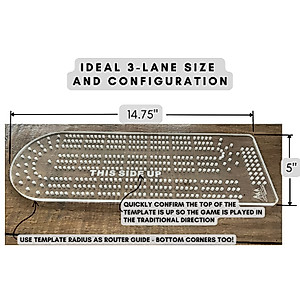 Cribbage Board Template 3-Track Heavy Duty Acrylic Jig with Drill Bits Router Guide Woodworking Project Kit Card Game DIY