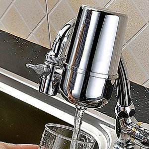 Kabter Faucet Mount Water Filter System Tap Water Filtration Purifier,Chrome